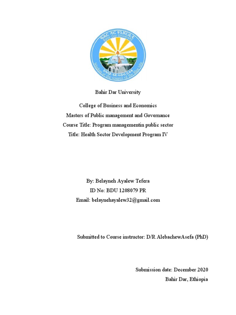 Health Sector Development Program IV: A Strategic Plan for Improving ...