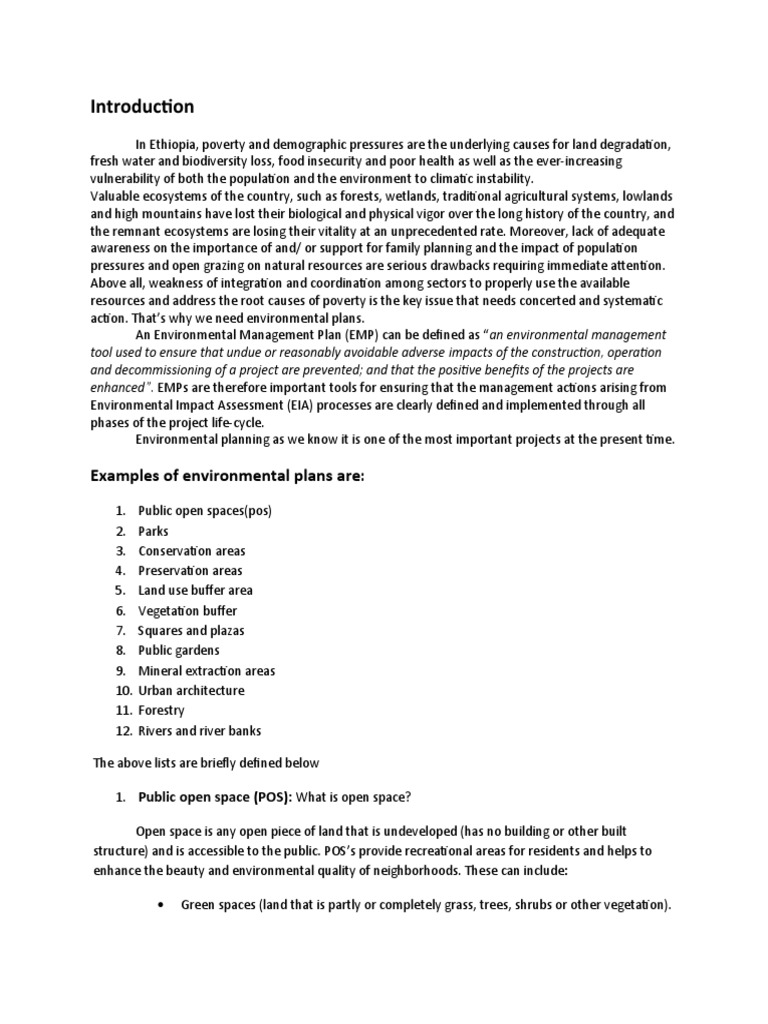 Examples of Environmental Plans Are:: Public Open Space (POS) | PDF ...