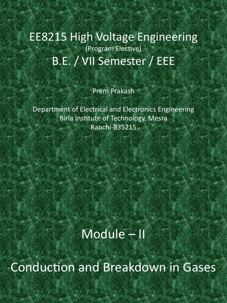 EE8215 High Voltage Engineering B.E. / VII Semester / EEE: (Program Elective) | PDF | Ionization ...