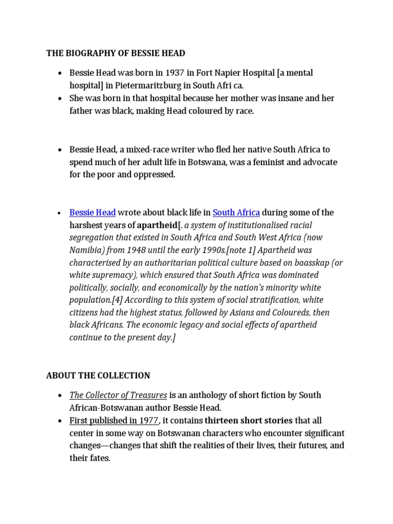 The Biography of Bessie Head | PDF