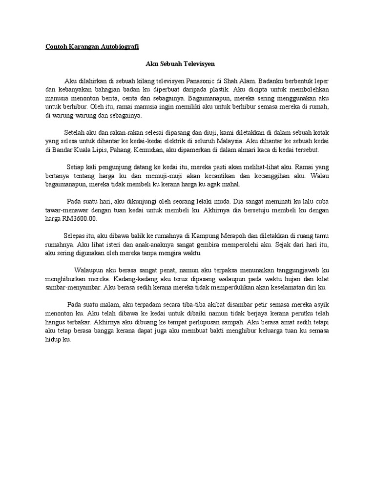 Contoh Karangan Autobiografi Tahun 5 Contoh Karangan Autobiografi