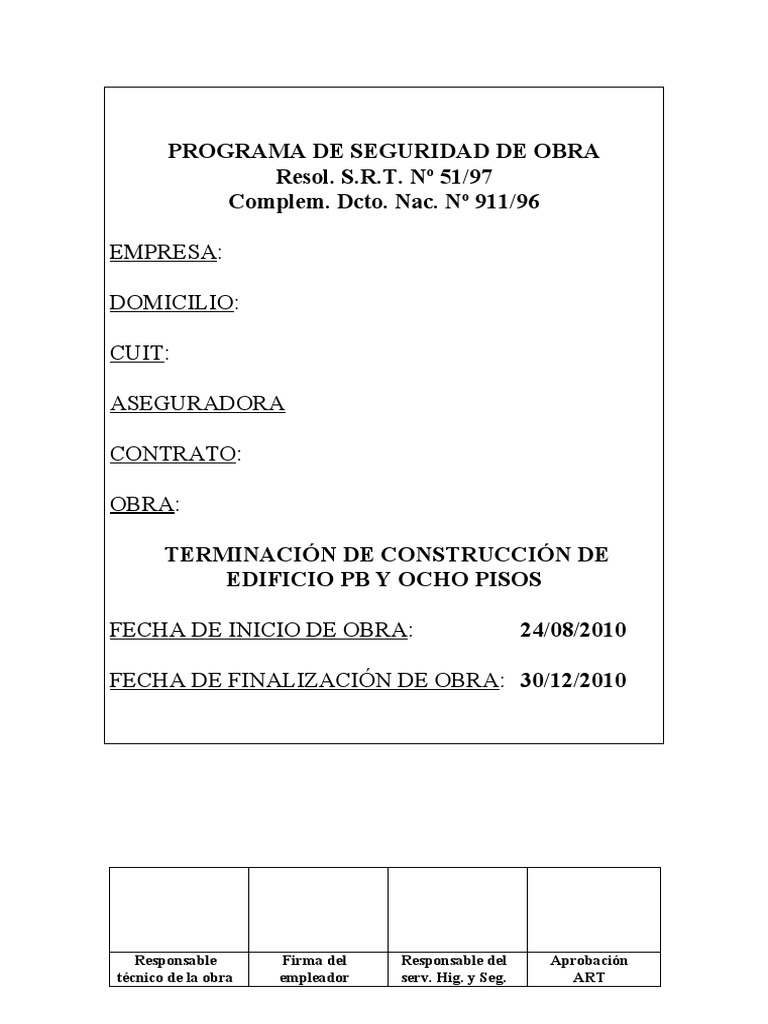Ejemplo de Programa de Seguridad | PDF | Andamio | Herramientas