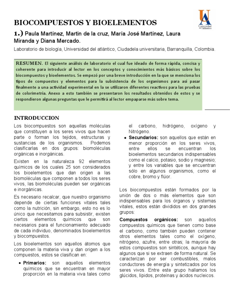 Biocompuestos y Bioelementos | PDF | Biomoléculas | Organismos