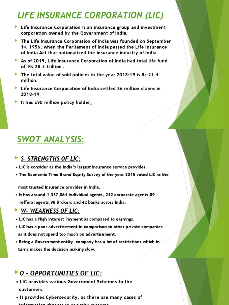 LIC Swot Analysis | PDF | Finance & Money Management
