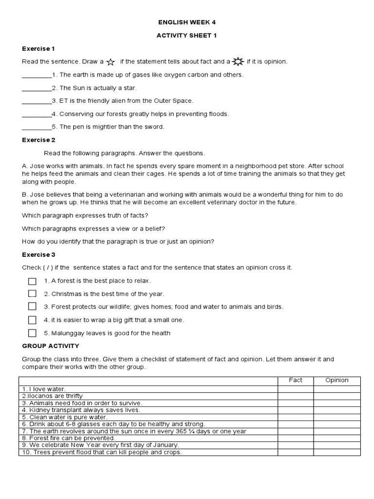Grade 5 English Activity Sheets Q1 | PDF | Adjective | Flood