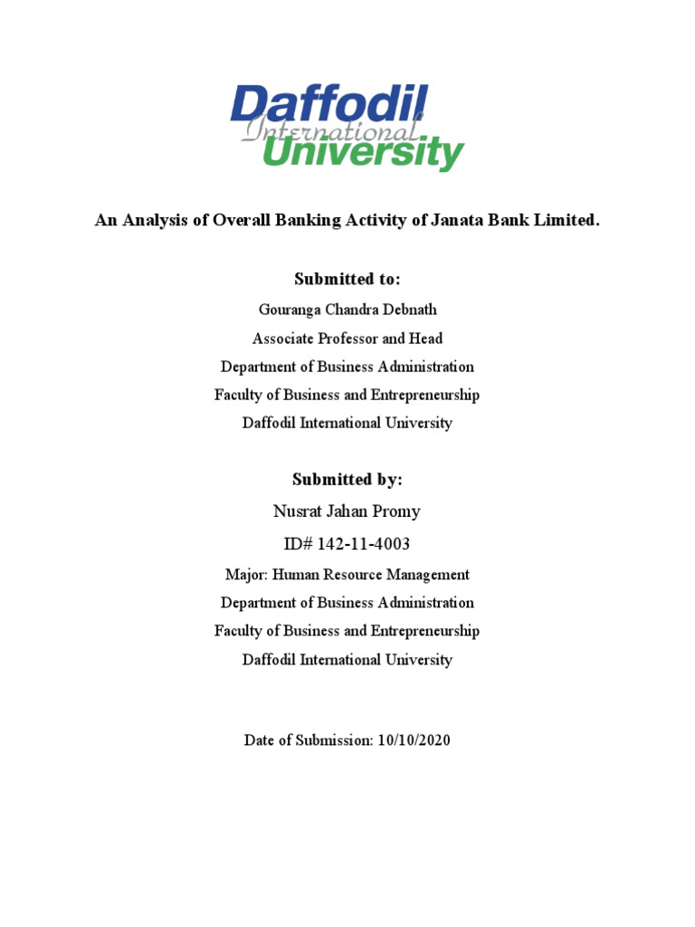 Report On General Banking Activity of Jamuna Bank | PDF | Deposit ...