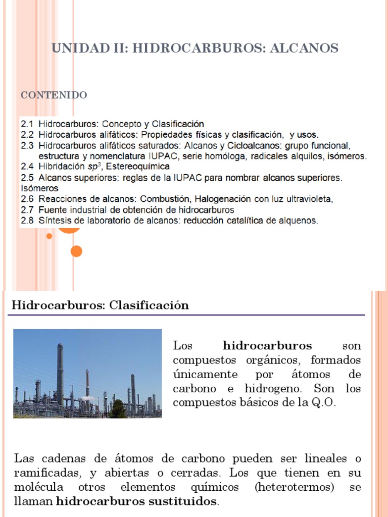 (Unidad II) Hidrocarburos Alifaticos PDF | PDF | Hidrocarburos | Alcano