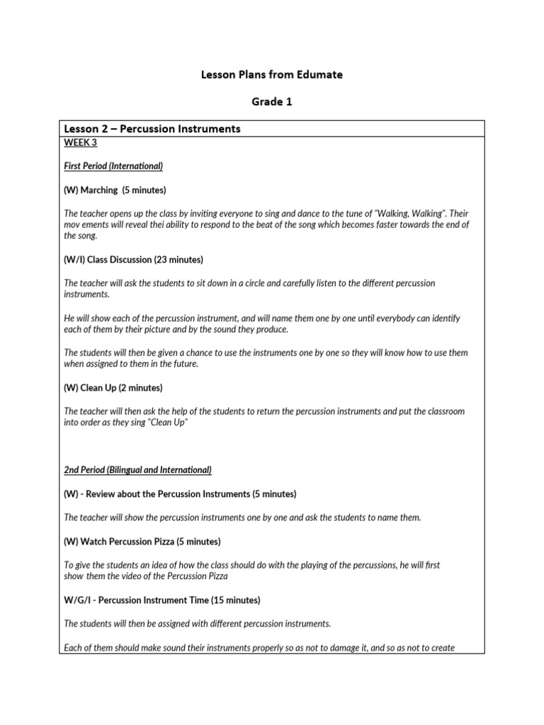 Part 3 - Grade 1 Edumate Music LP - Percussion Instruments | PDF ...