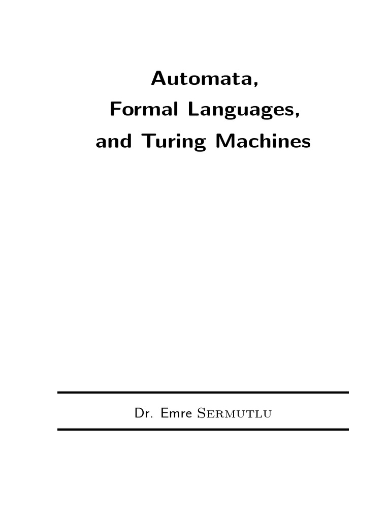 Automata Formal Languages and Turing Machines PDF | PDF | Formal Methods | Teaching Mathematics