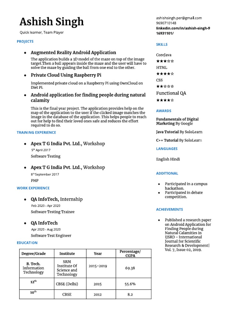 Ashish Singh Resume PDF | PDF