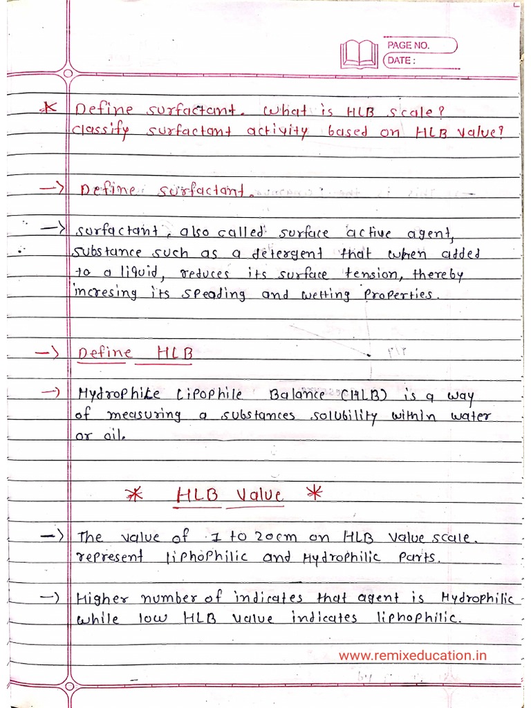 Define Surfactant. What Is HLB Scale - Classify Surfactant Activity ...