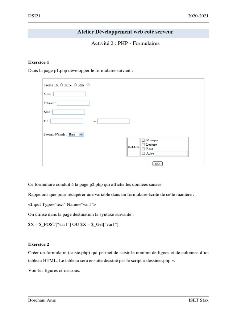 Formulaires PHP : Exercices Pratiques | PDF
