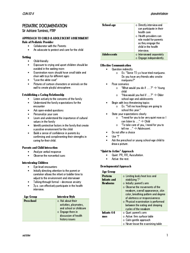 Pediatric Documentation | PDF | Adolescence | Cognitive Development