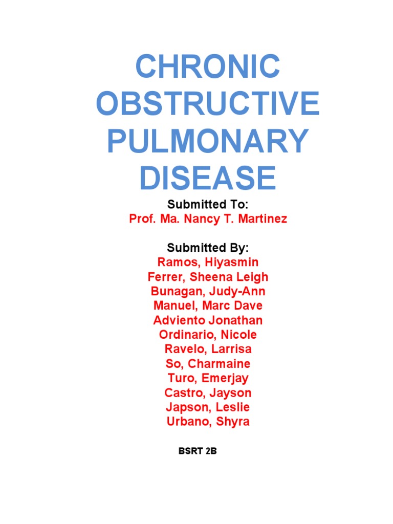 Chronic Obstructive Pulmonary Disease: Prof. Ma. Nancy T. Martinez ...