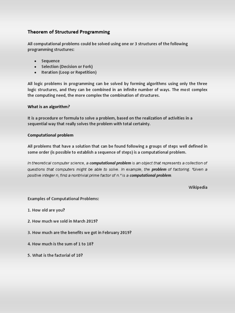 Theorem of Structured Programming: What Is An Algorithm? | PDF