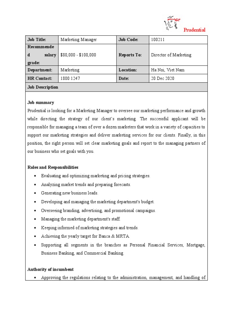 Job Title: Job Code: Recommende D Salary Grade: Reports To: Department ...