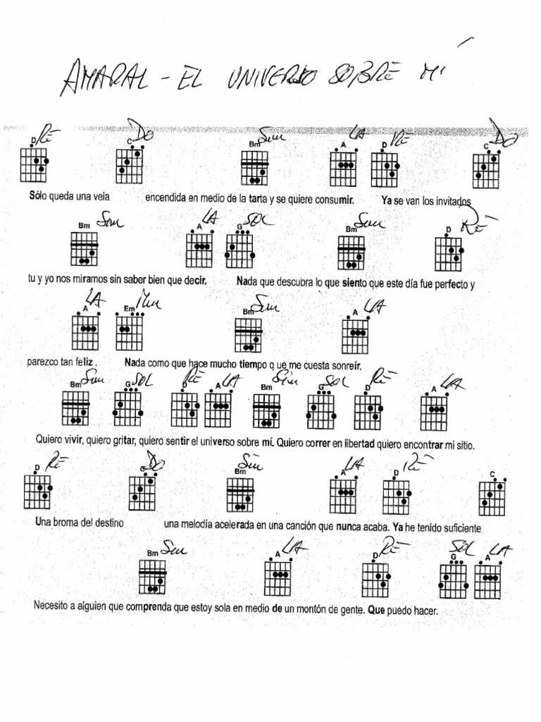 Amaral - El Universo Sobre Mí (Esquema en Castellano) | PDF