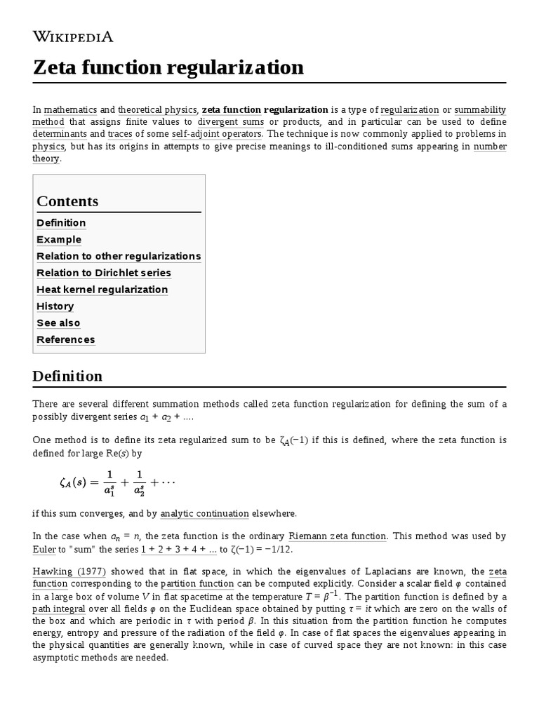 Zeta Function Regularization | PDF | Mechanics | Mathematical Analysis