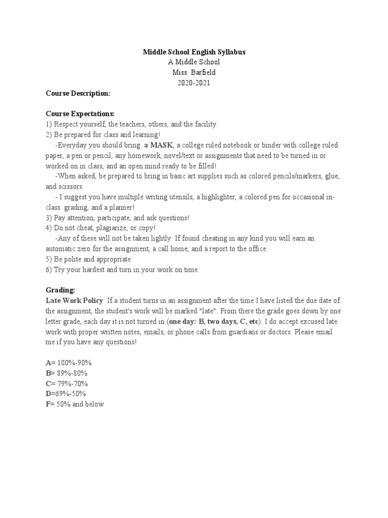 Edci 410 My Class Syllabus | PDF