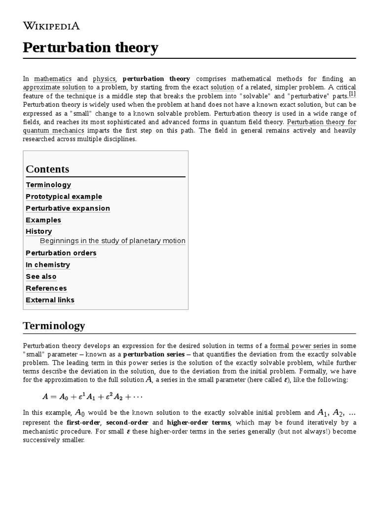 Perturbation Theory | PDF | Perturbation Theory | Physics