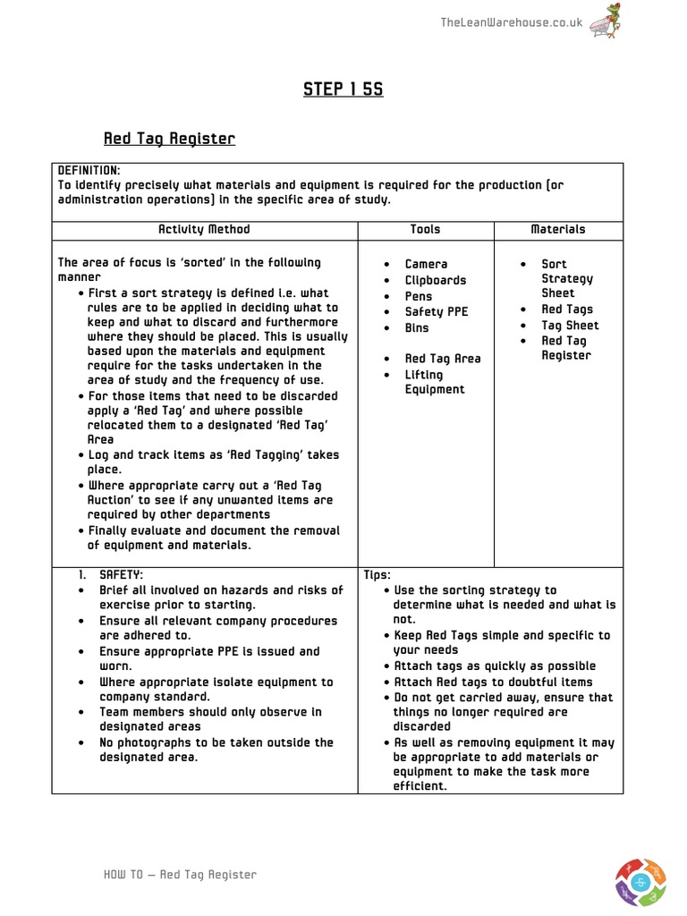Red Tag Register How To PDF | PDF | Personal Protective Equipment ...