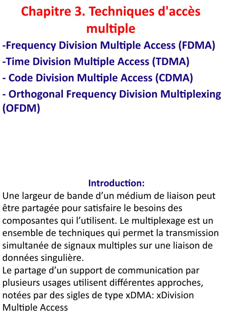 Chapitre 3 - Multiplexage | PDF | Multiplexage | Orthogonal Frequency Division Multiplexing
