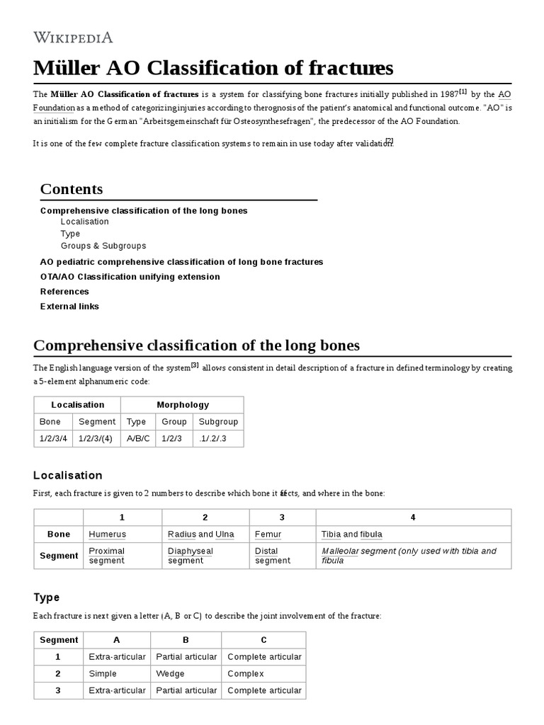 Müller AO Classification of Fractures PDF | PDF | Musculoskeletal ...