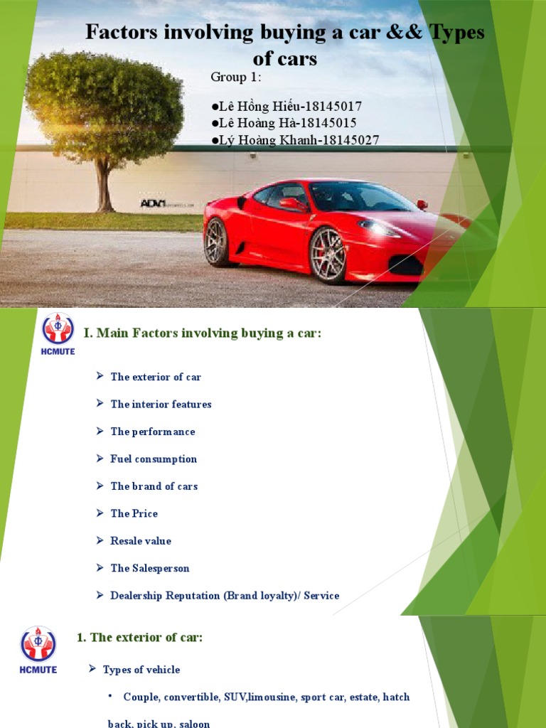 Factors Involving Buying A Car && Types of Cars | PDF | Sport Utility ...