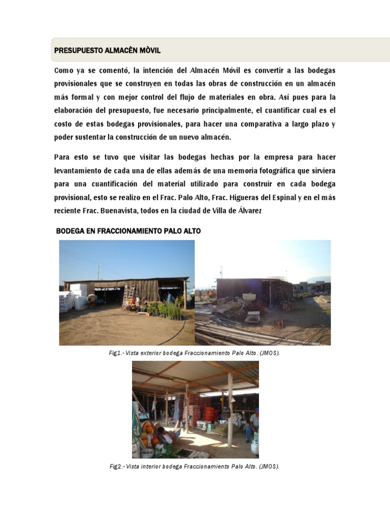 Presupuesto Almacen de Obra Civil | PDF | Presupuesto | Hormigón