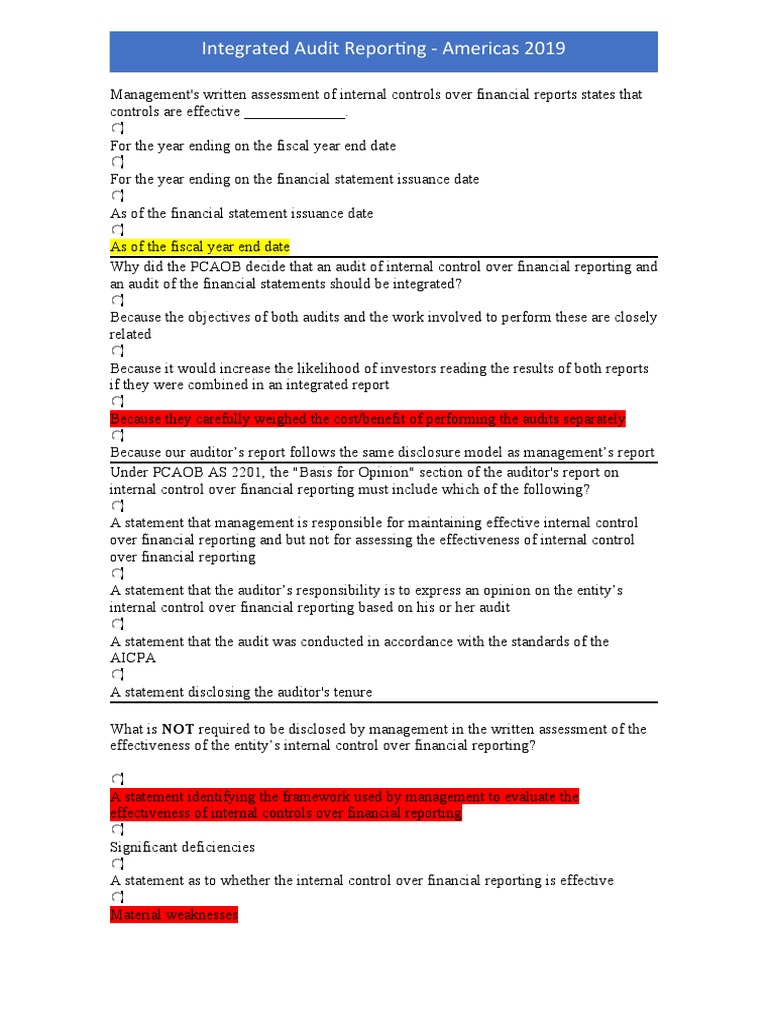 Integrated Audit Reporting | PDF | Internal Control | Audit
