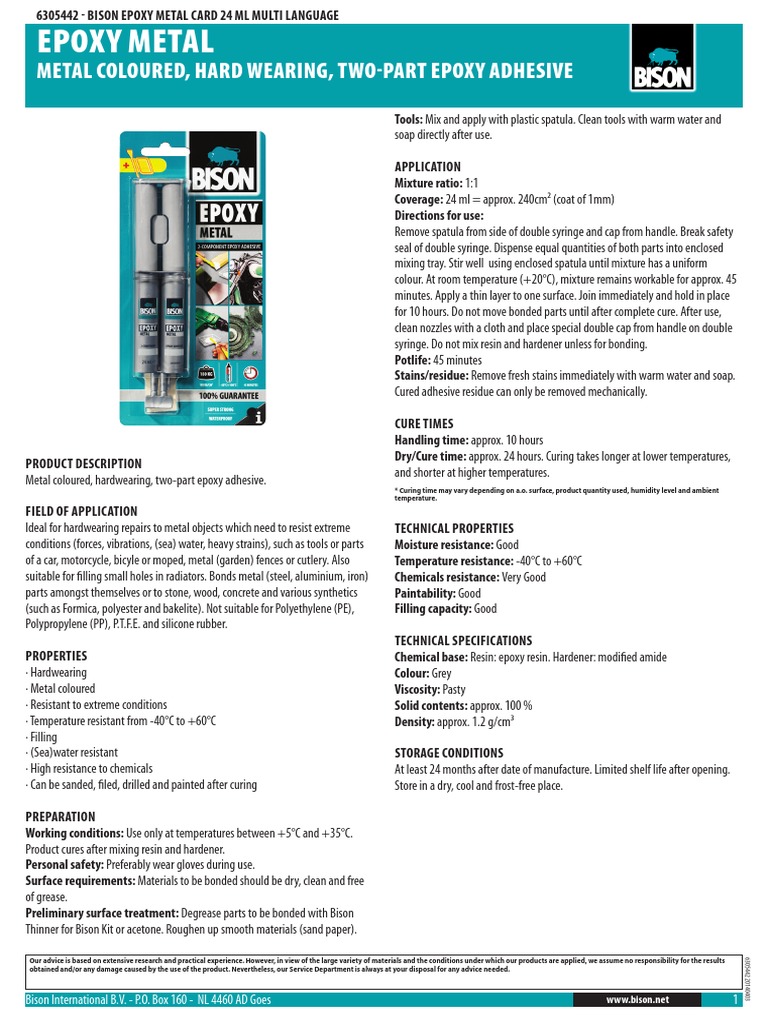 Epoksidiniai Klijai BISON EPOXY Metal | PDF | Epoxy | Adhesive