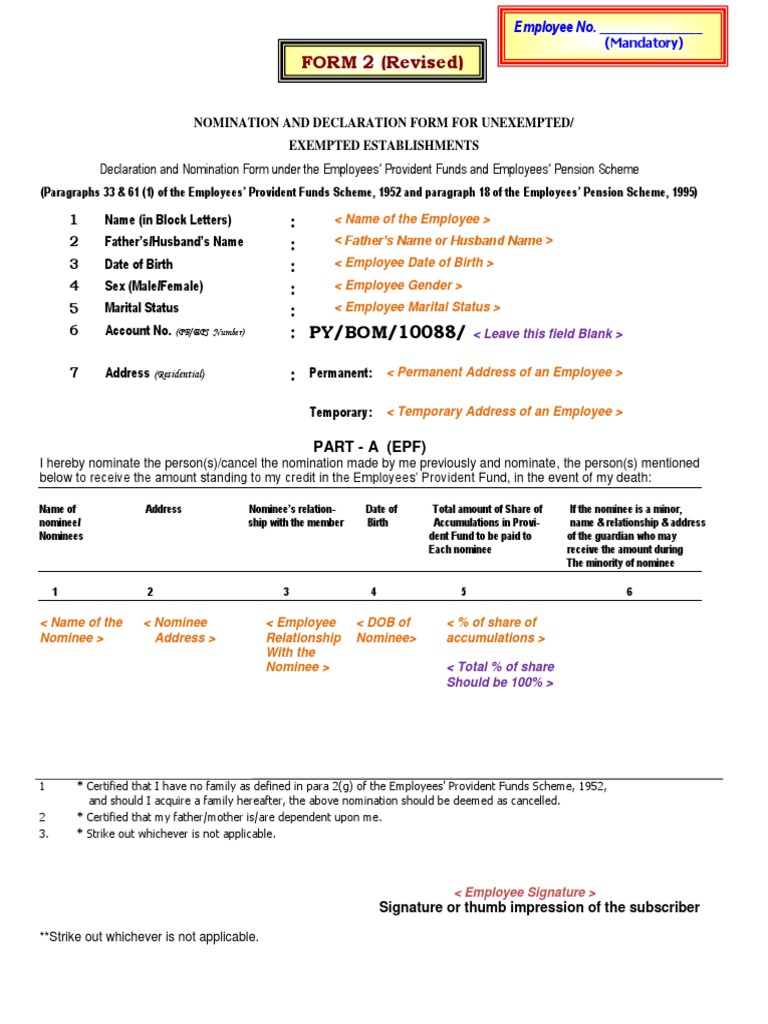 PF Nomination-Form - Template | PDF | Social Institutions | Social Science