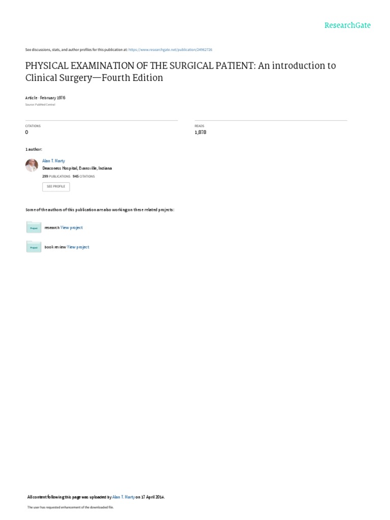 Physical Examination of The Surgical Patient: An Introduction To ...