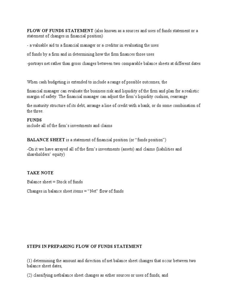 Flow of Funds Statement Overview | PDF