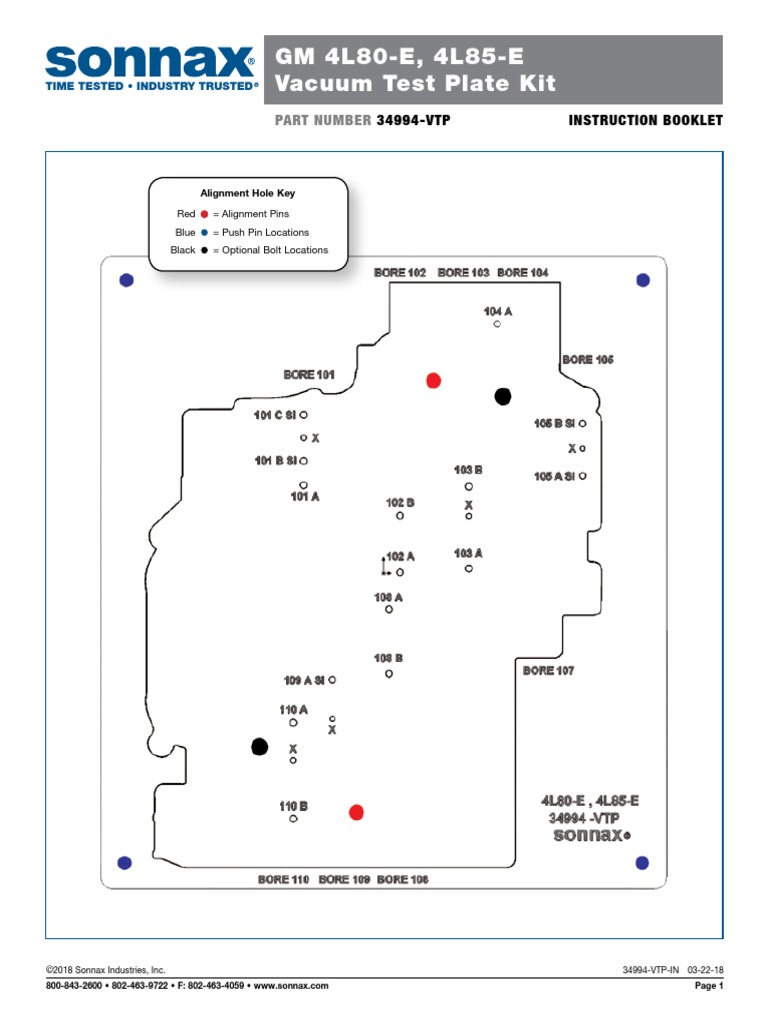 GM 4L80-E, 4L85-E Vacuum Test Plate Kit: Part Number | PDF | Valve ...