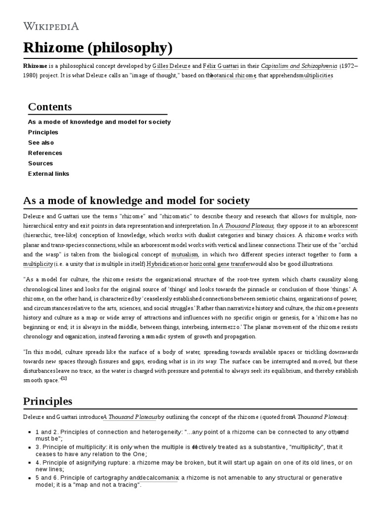 Rhizome (Philosophy) | PDF | Postmodernism | Gilles Deleuze