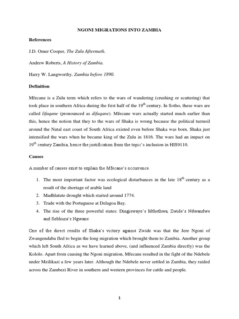 Ngoni Migrations Into Zambia | PDF | Southern Africa