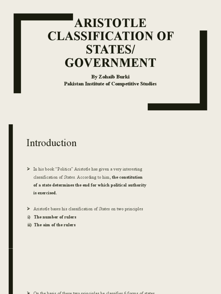 Aristotle Classification of States | PDF | Tyrant | Government