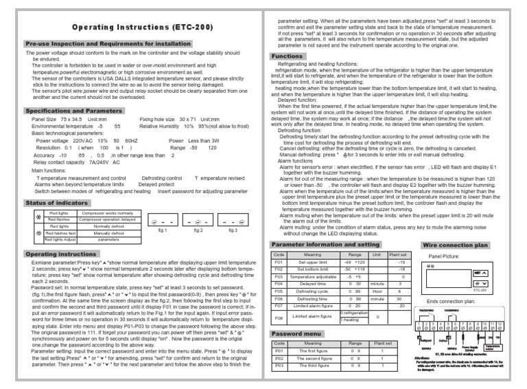 Manual Etc 200 PDF | PDF | Relay | Sensor