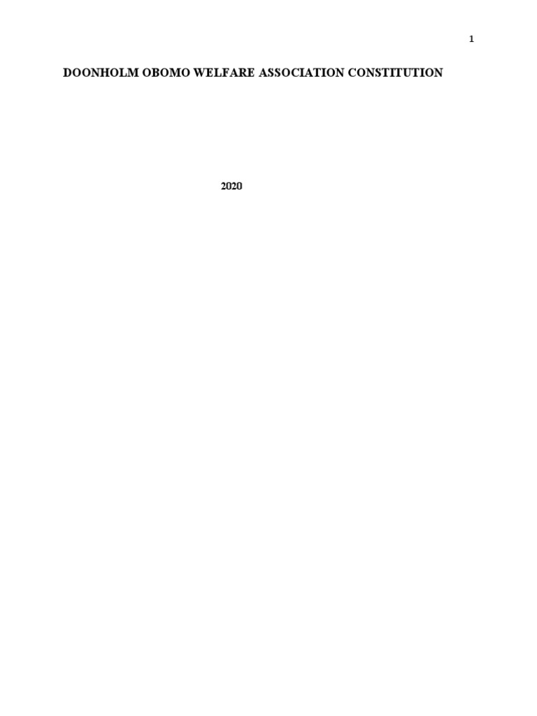 Doonholm Obomo Welfare Constitution | PDF | Committee | Government