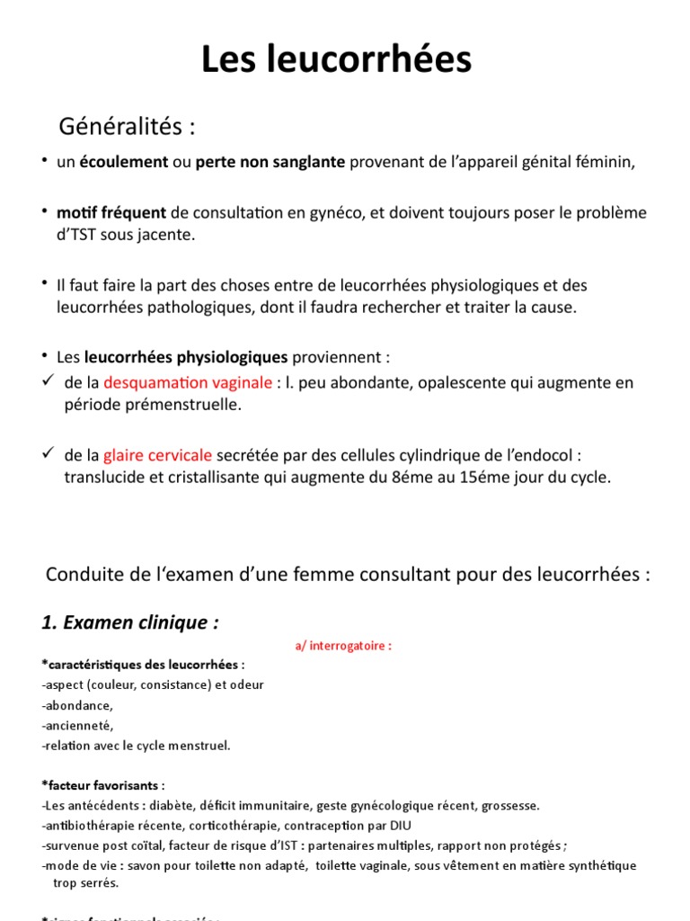 TD 4 - Les Leucorrhées | PDF | Gynécologie | Épidémiologie