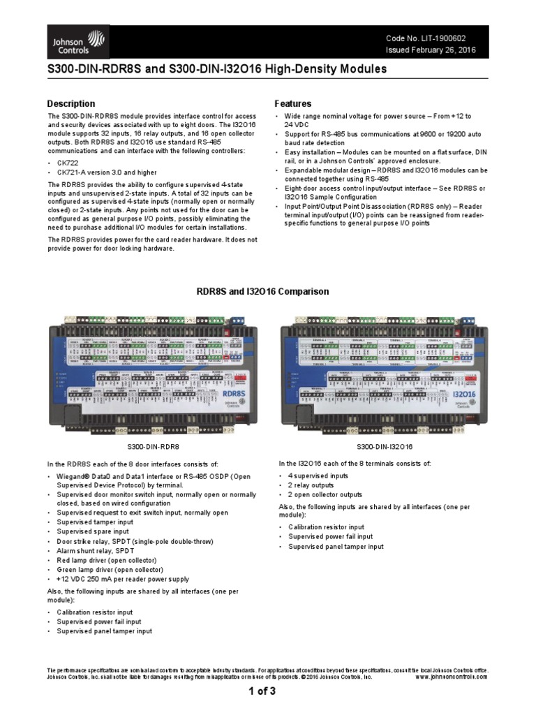 S300-DIN-RDR8S and S300-DIN-I32O16 High-Density Modules: Description ...