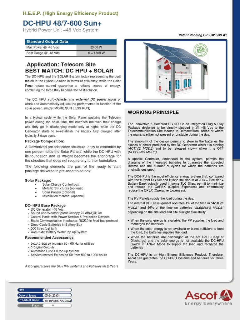 SolarDC HPU - 48 7 600.140191048 | PDF | Solar Power | Solar Panel