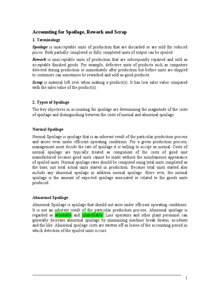 Chapter 4 Spoilage | PDF | Scrap | Inventory