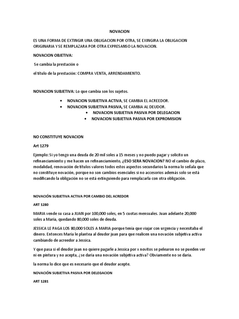 Novacion Expo | PDF | Ley común | Derecho civil (sistema legal)