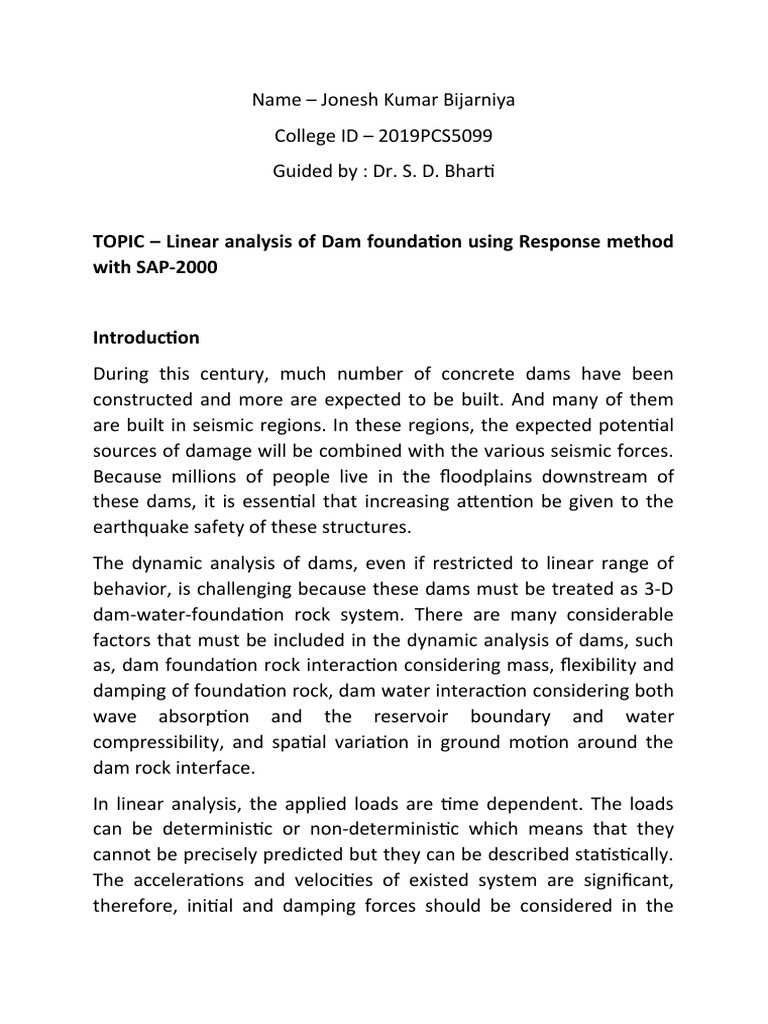 Linear analysis of Dam foundation using SAP-2000 | PDF