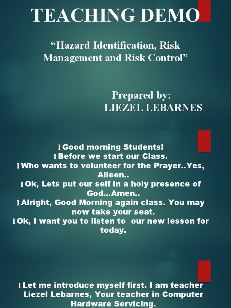 Teaching Demo Script Powerpoint | PDF | Hazards | Occupational Safety ...
