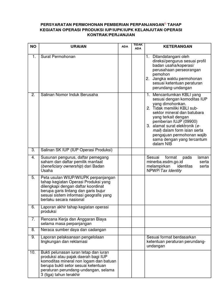 Syarat Perpanjangan IUP Operasi Produksi | PDF