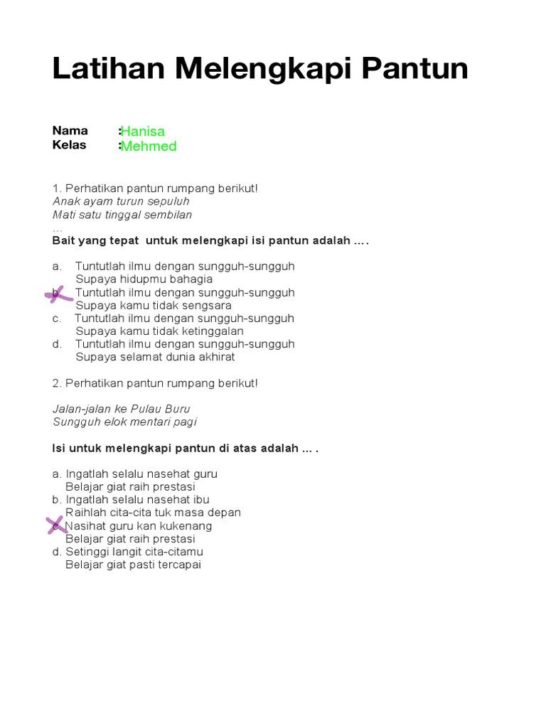 Latihan Pantun 2 PDF | PDF