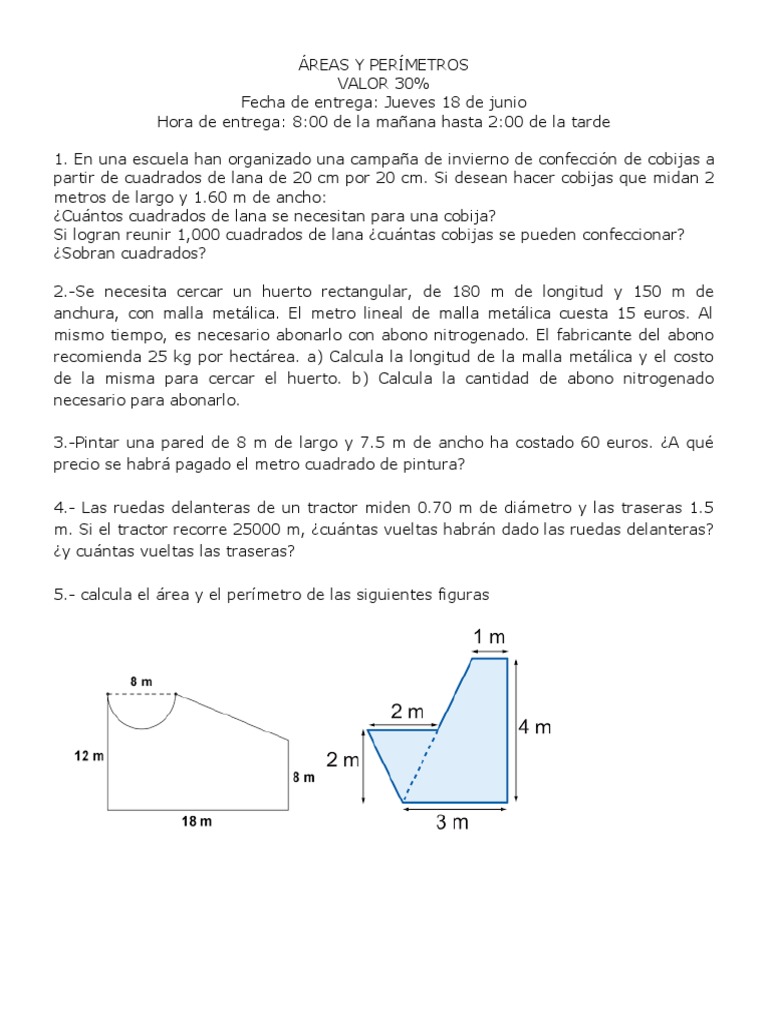 Problemas Areas y Perimetros Recu 2020 | PDF